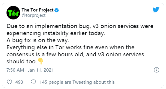 Attack on Tor Causes “v3 Onion” Downtime, Experimental Fix to Land Soon