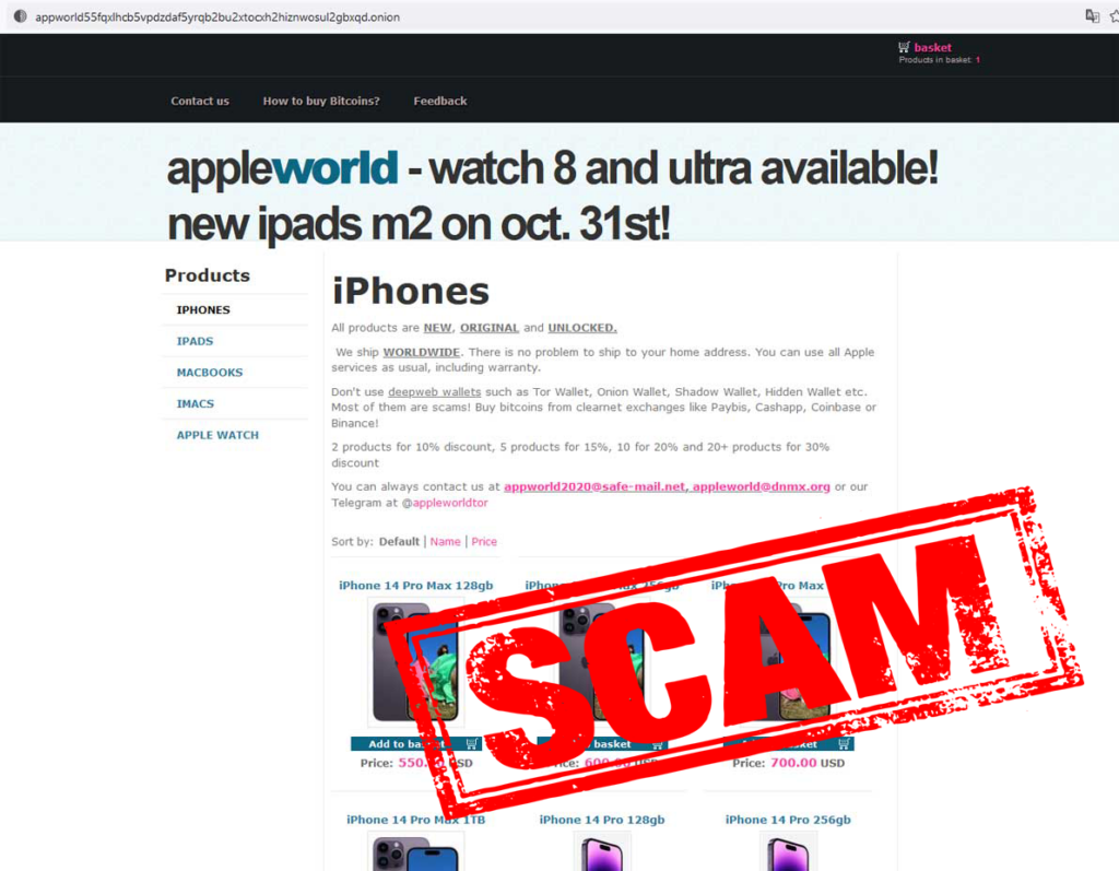 Exposure of an English-language dark web store selling Apple products ...