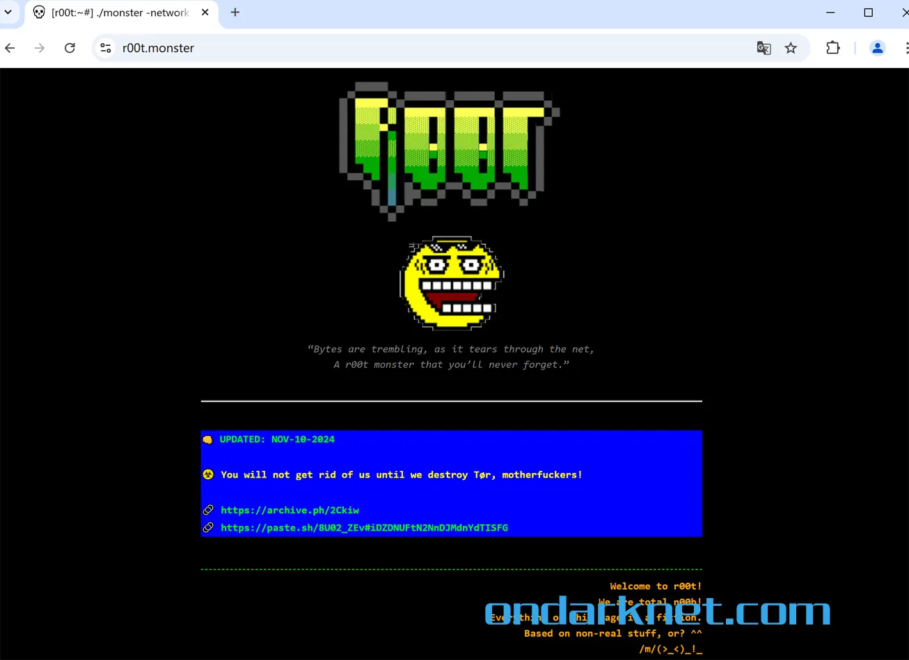 r00t is the mastermind behind the attacks on the Tor network, and the attacks are ongoing